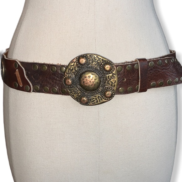 bebe | Accessories | Vintage Bebe Leather Brass Copper Belt Ml | Poshmark